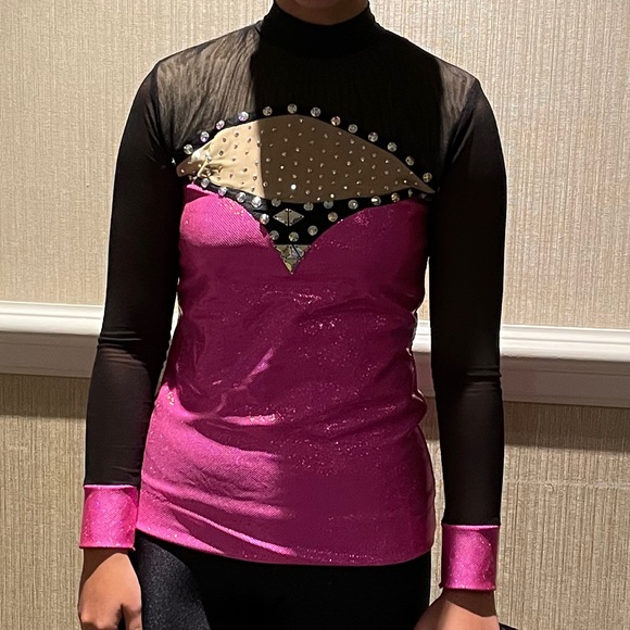 Tops | Custom Made Dance Clogging Costume Pink And Black With ...